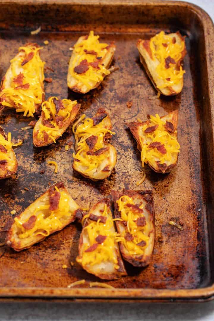 Easy Copycat TGIF Potato Skins Recipe (w/bacon & cheddar) - The Tasty Tip