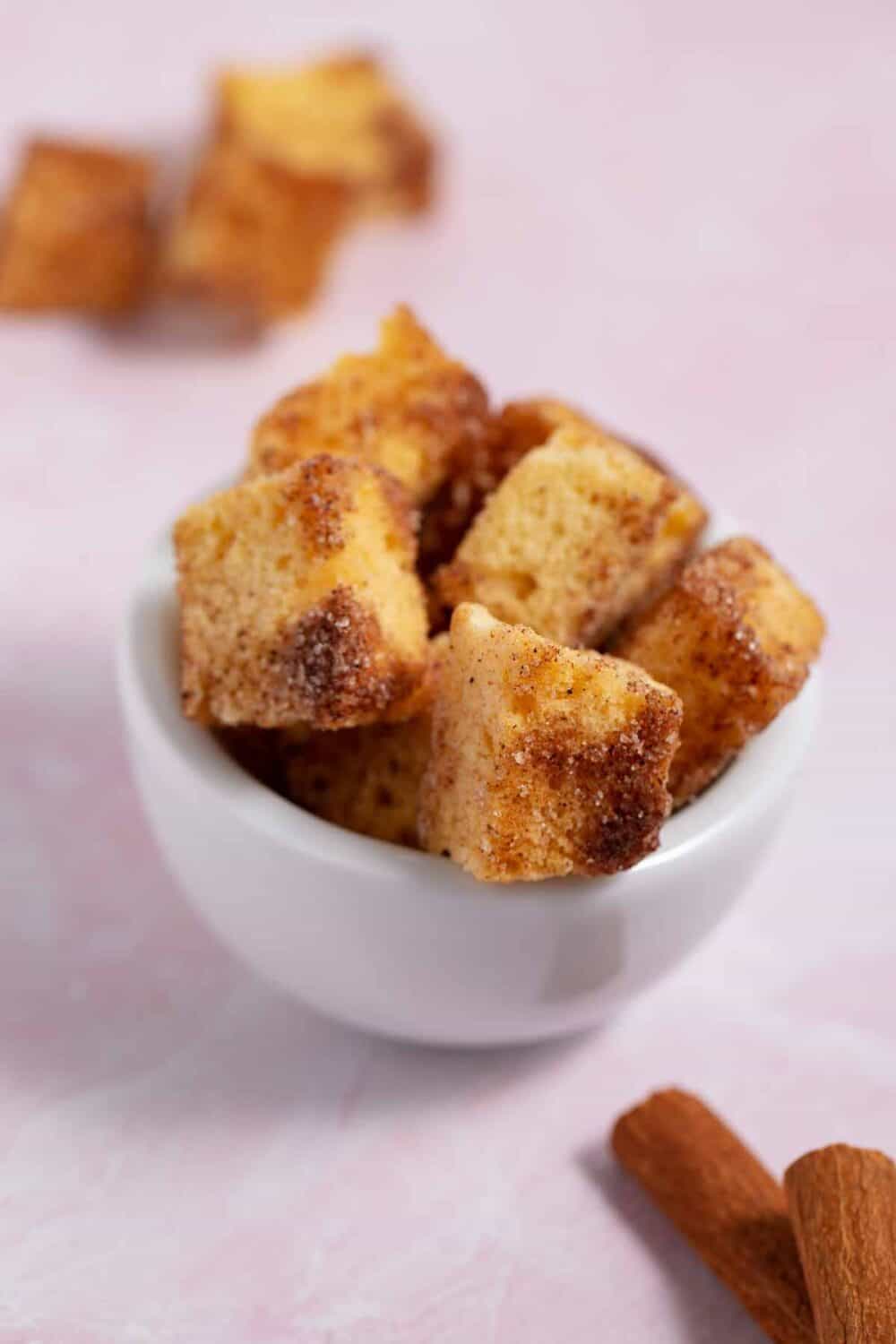 Easy Cinnamon Sugar Pound Cake Croutons with Leftover Cake - The Tasty Tip