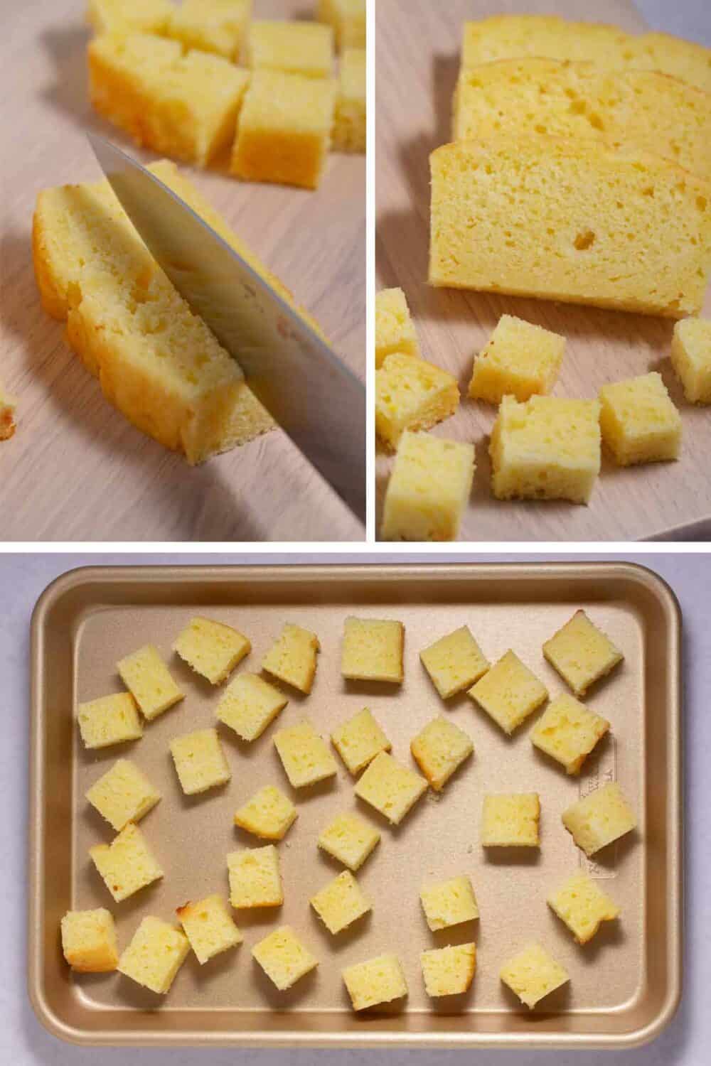 Easy Leftover Lemon Cake Croutons with Lemon Sugar - The Tasty Tip