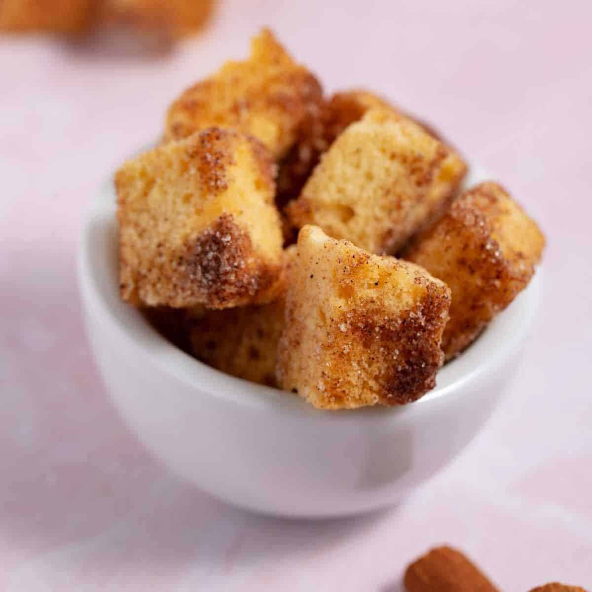Easy Cinnamon Sugar Pound Cake Croutons with Leftover Cake - The Tasty Tip